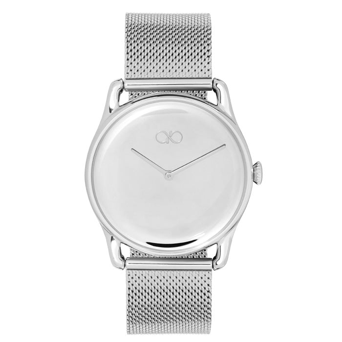 Silver Watch With Silver Mesh Strap – August Berg